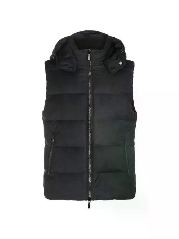 MOORER Hooded Sleeveless Padded Coat - Black