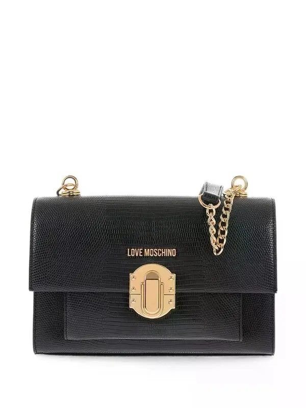 Moschino Logo-plaque Chain-link Cross Body Bag - Black