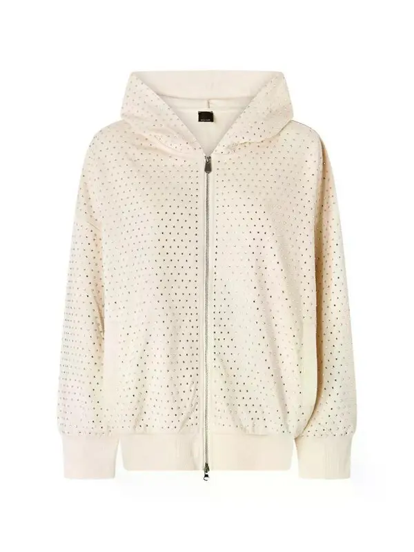 Pinko Embellished Zip-up Hoodie - Neutrals