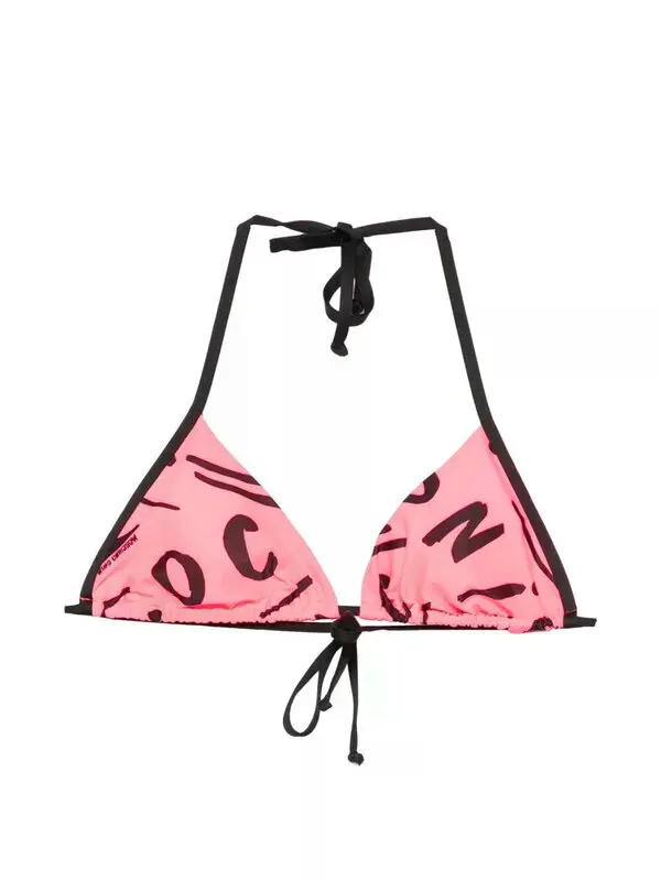Moschino Print Triangle Bikini Top - Pink