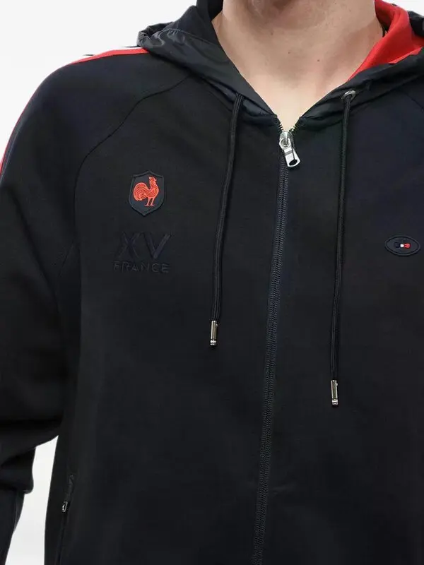 EDEN PARK Full Zip Hoodie With Embroidered Logo And Side Stripe Detail