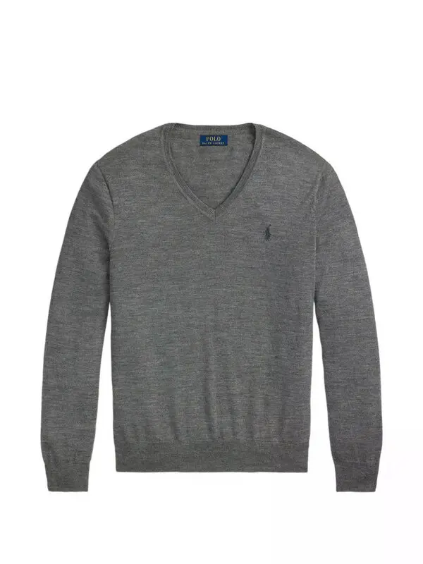 Polo Ralph Lauren Logo-embroidered V-neck Sweater - Grey