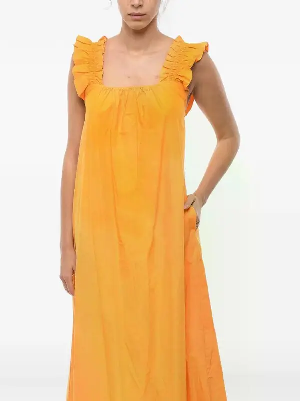 SAMSOE SAMSOE Ruffled Square-neck Midi Dress