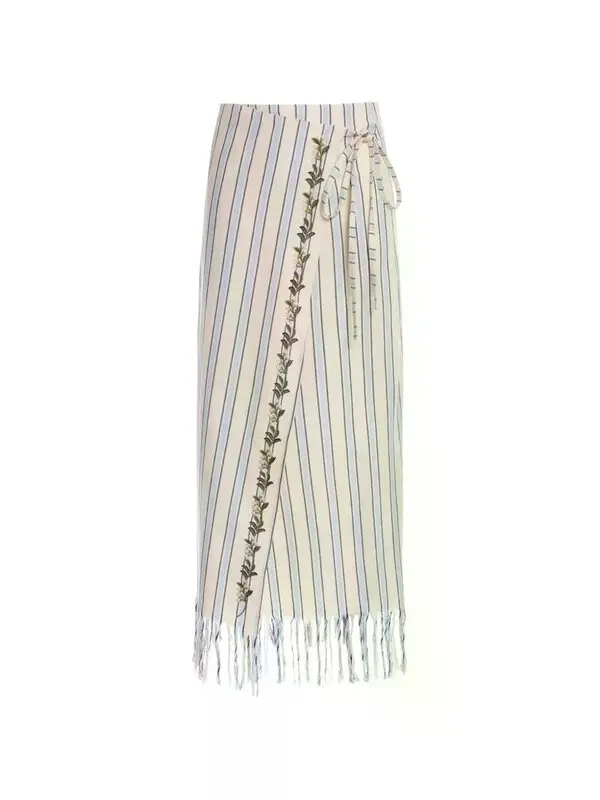 Agua Bendita Maria Valle Striped Maxi Skirt - Neutrals