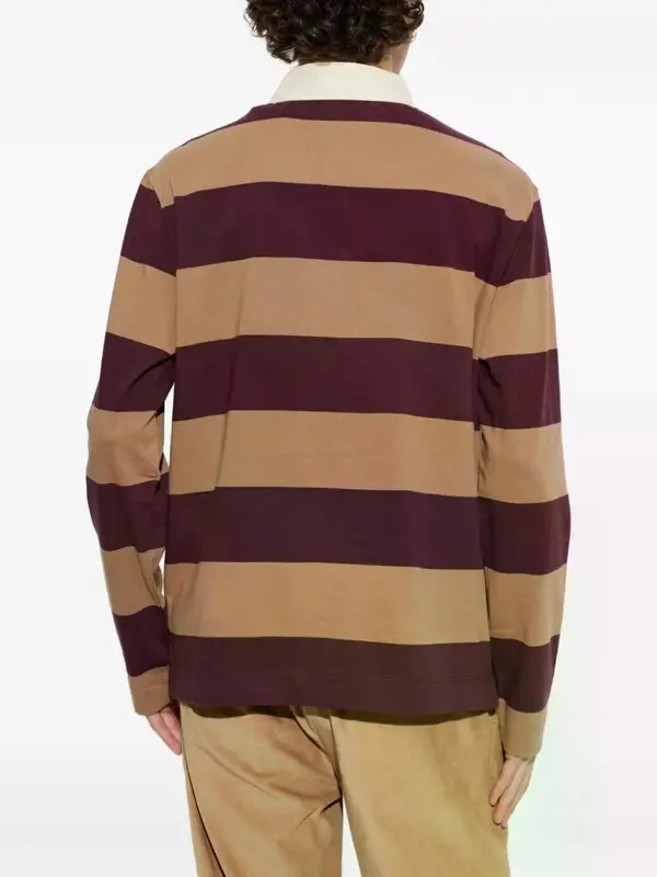 Moncler Striped Long-sleeve Polo Shirt - Neutrals