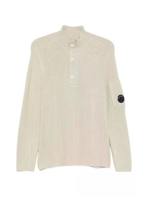 C.P. COMPANY Lens-detail Ribbed-knit Sweater - Neutrals