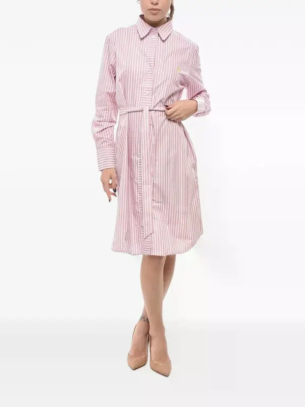 INES DE LA FRESSANGE PARIS Striped Belted Midi Shirt Dress - Pink