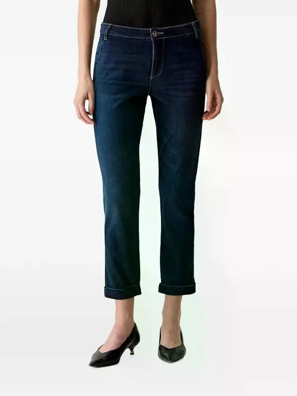 FRACOMINA Logo-plaque Turn-up Jeans - Blue
