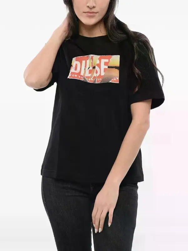 DIESEL® Logo-print Cotton T-shirt - Black