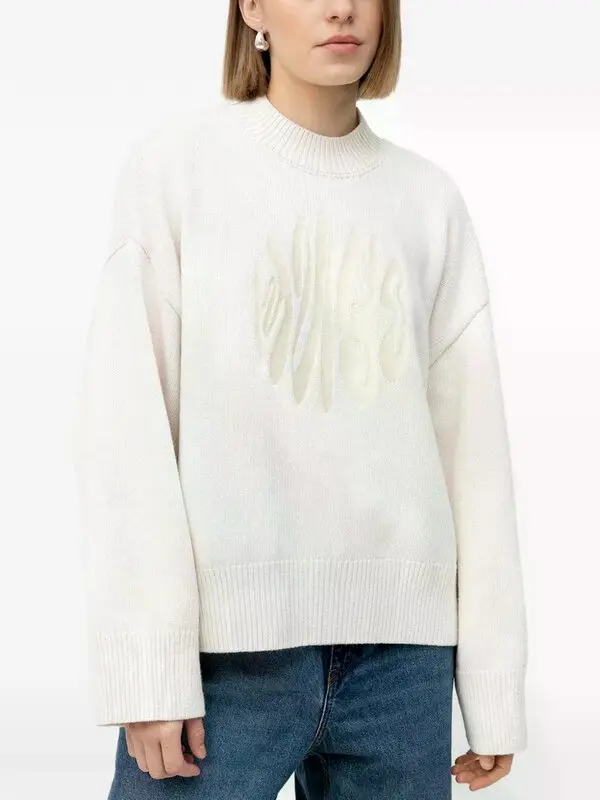 Hugo Embroidered Crew-neck Sweater - Neutrals