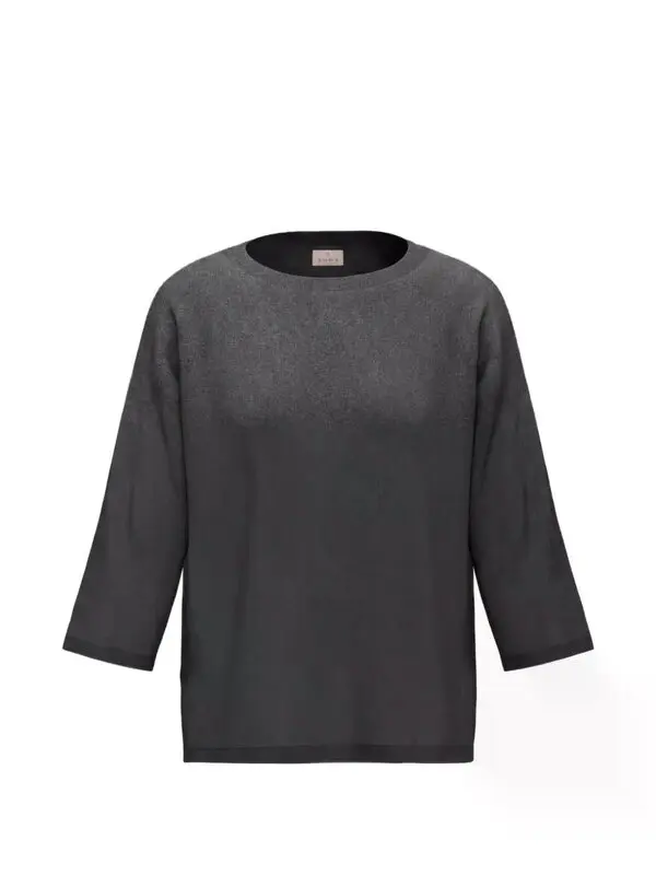 Marella Three-quarter-sleeve Crew Neck Top - Grey