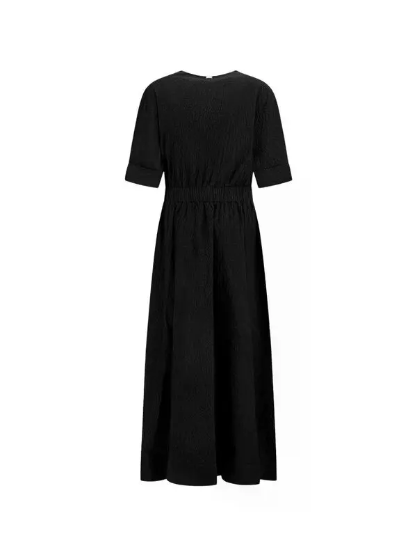 Herno Belted Seersucker Midi Dress