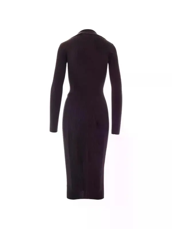 Elisabetta Franchi Logo Plaque Ribbed Knit Midi Dress - Brown