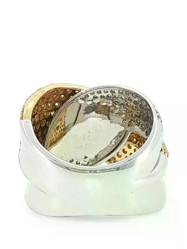 HYT JEWELRY Embellished Diamond Crossover Ring - Gold