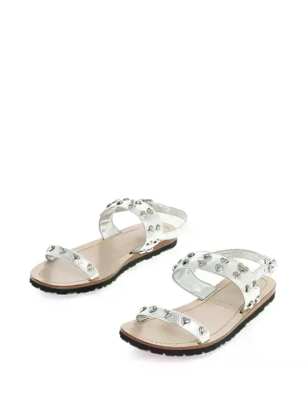 Moschino Heart-stud Leather Sandals - Silver