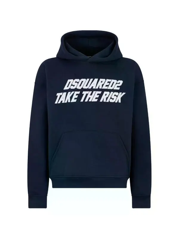 Dsquared2 Slogan-print Relaxed-fit Hoodie - Blue