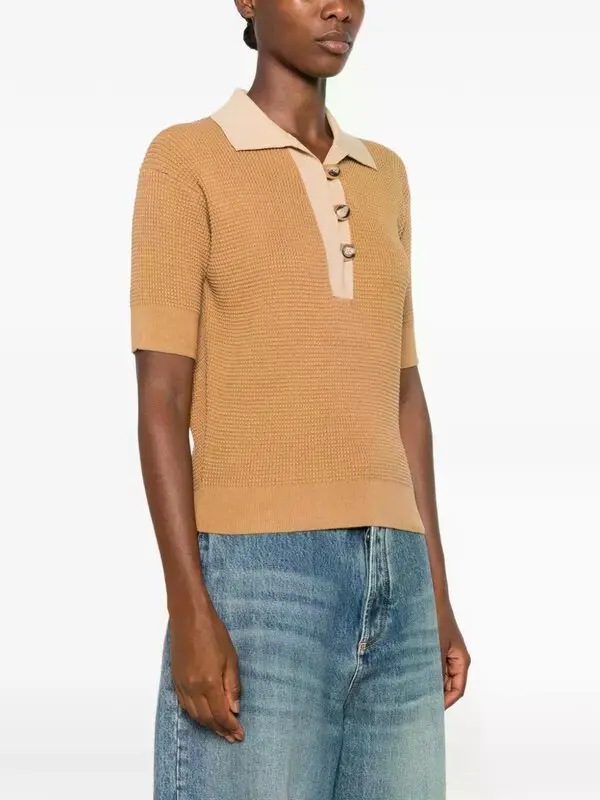 JW Anderson Short Sleeve Waffle Knit Polo - Neutrals