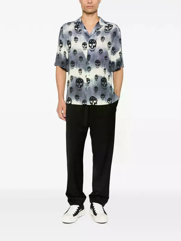 Alexander McQueen Skull-print Tie-dye Shirt - Blue