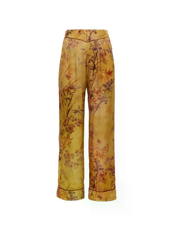 FORTE_FORTE Botanical-motif Wide-leg Trousers - Yellow