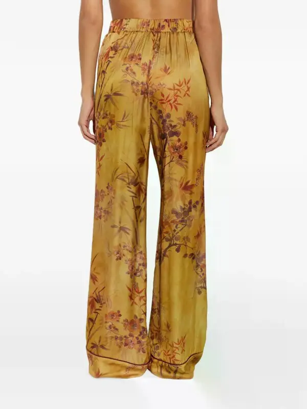 FORTE_FORTE Botanical Motif Wide-leg Trousers - Yellow
