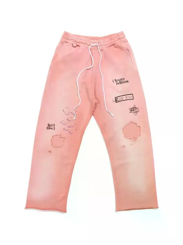 PALY Distressed Graphic-print Track Pants - Pink