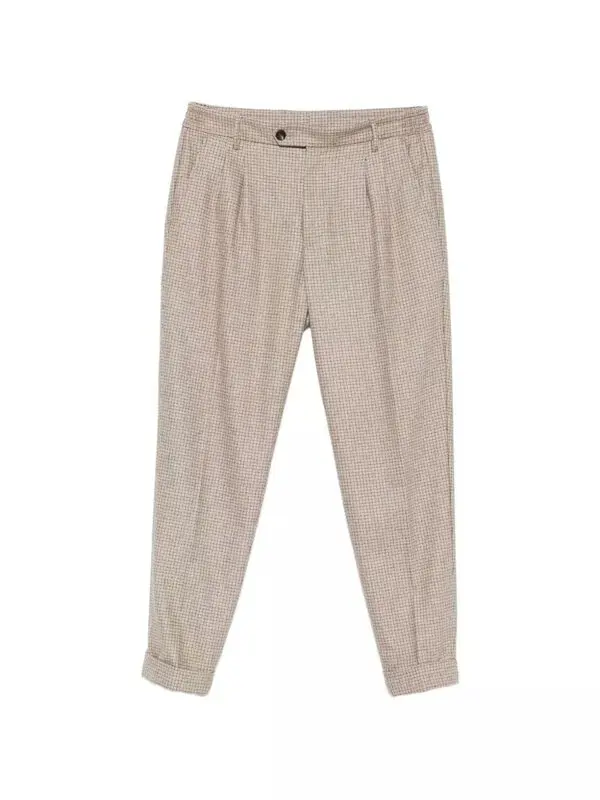 Eleventy Checked Pleated Trousers - Neutrals