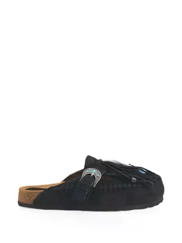 TAJI Caribe Fringed Slip-ons - Black