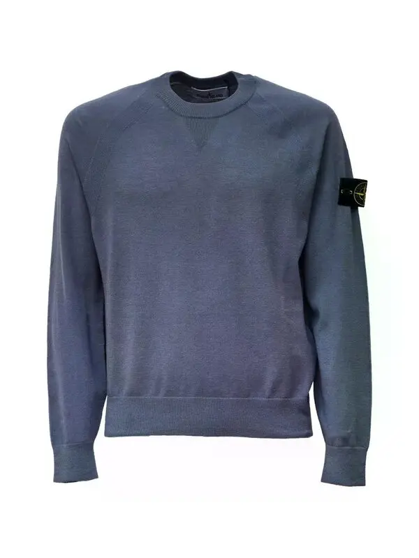 Stone Island Logo-patch Raglan-sleeve Sweater - Blue