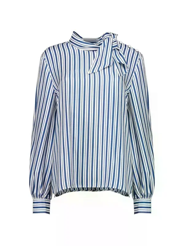 Max Mara Pussy-bow Striped Blouse - White