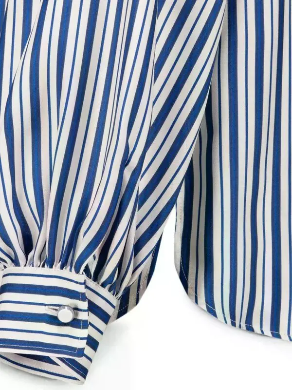 Max Mara Striped Pussy-bow Blouse - White