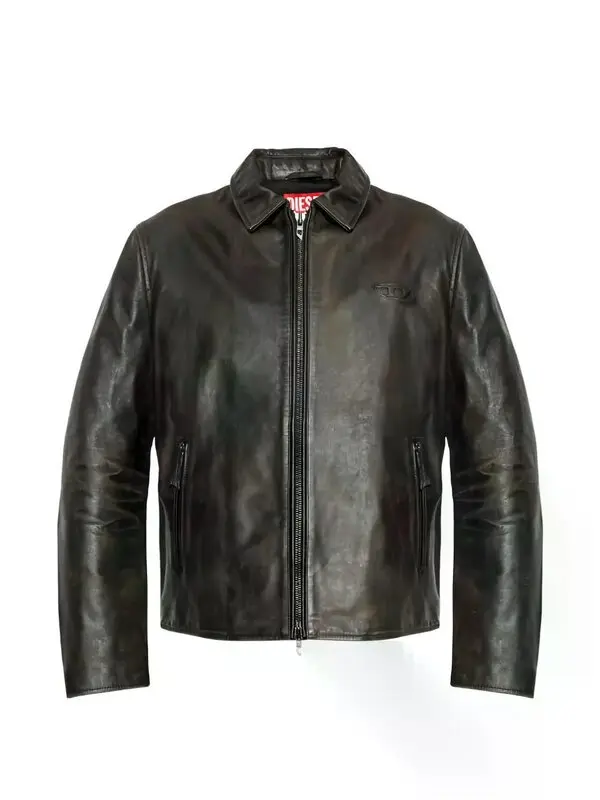 DIESEL® Oval D Leather Jacket - Brown