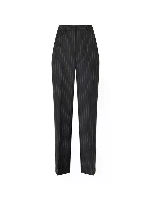 SEMICOUTURE Lola Pinstripe-pattern Turn-up Trousers - Grey