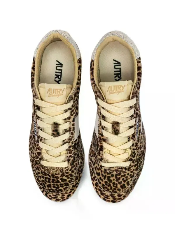 AUTRY Windspin Leopard Leopard-print Pony-hair Sneakers - Brown