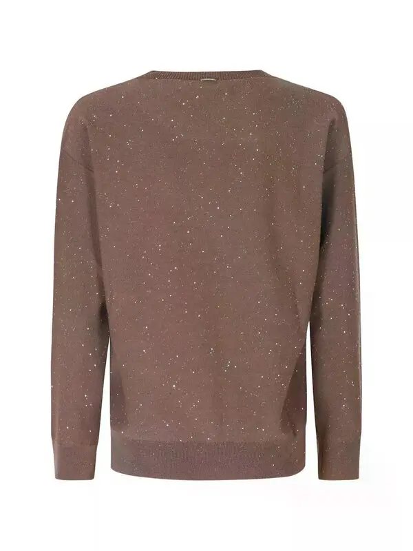 Herno Sequin-embellished V-neck Sweater - Brown