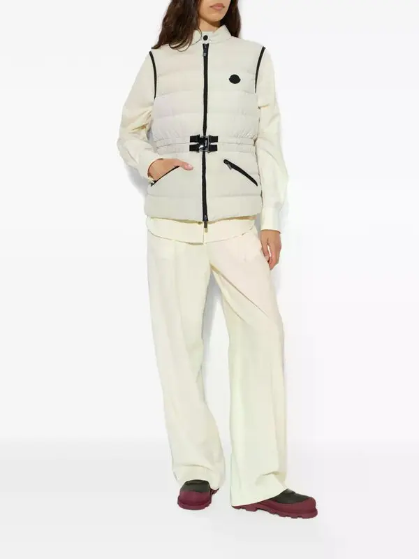 Moncler Belted Quilted Vest With High Neck - White