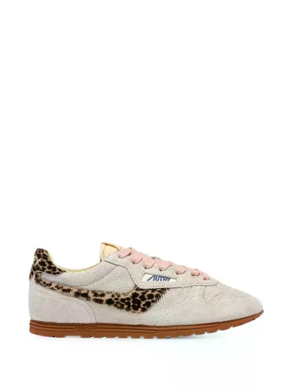 AUTRY Reelwind Low Leopard-print Suede Sneakers - Grey
