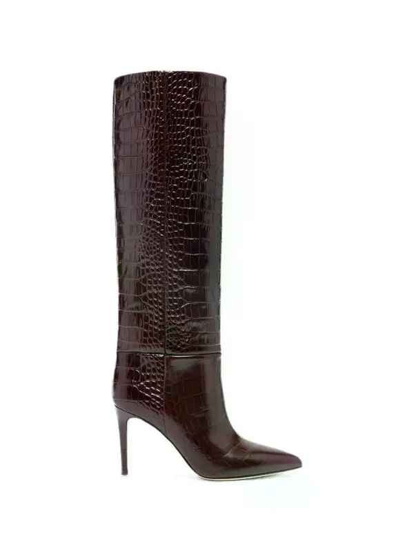 Paris Texas Croc-effect Knee-high Boots - Brown