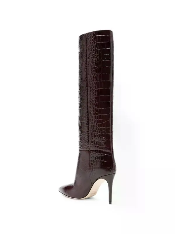 Paris Texas Croc-effect Knee-high Boots