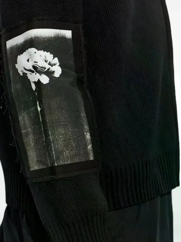 Balenciaga Logo-patch Ribbed-knit Cardigan