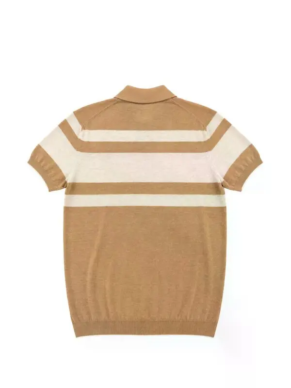 HERITAGE Striped Short-sleeve Polo Shirt - Brown