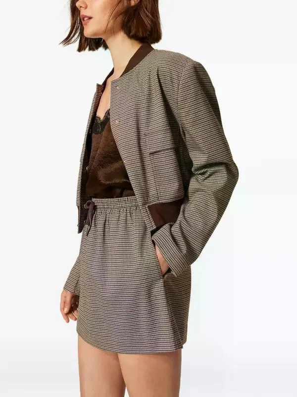 TWINSET Check Drawstring Mini Skirt - Brown