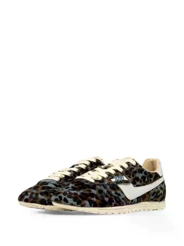 AUTRY Windspin Low Leopard-print Pony-hair Sneakers - Grey