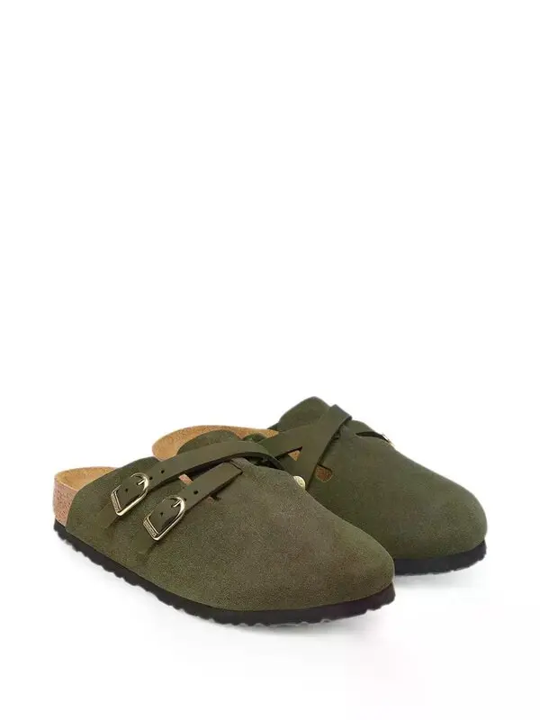 BIRKENSTOCK Suede Clog Sandals With Buckle Fastening - Green