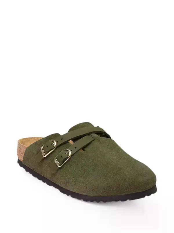 BIRKENSTOCK Suede Clog Sandals With Buckle Fastening - Green