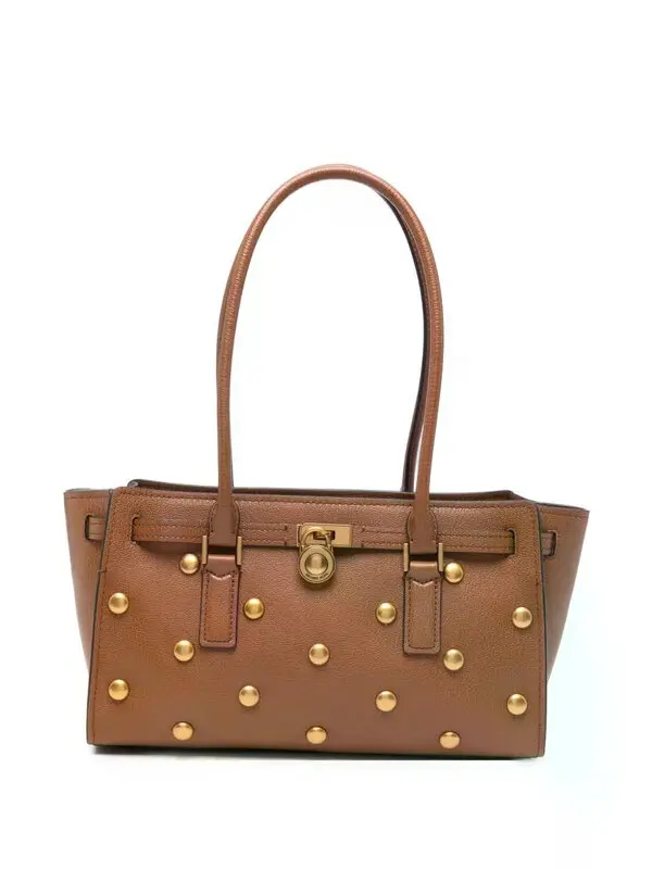 Michael Kors Stud-embellished Leather Shoulder Bag - Brown