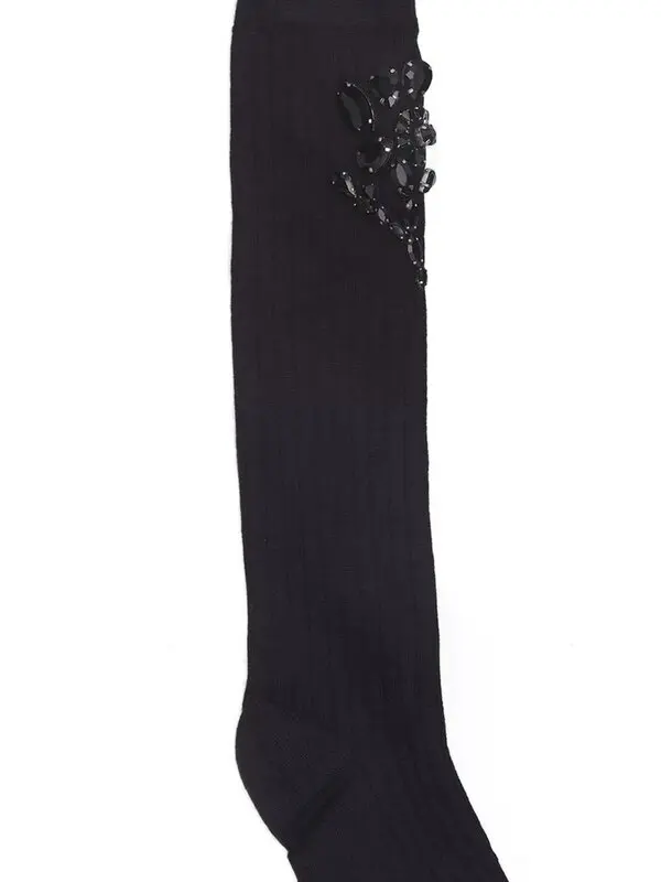 Simone Rocha Poppy Crystal-embellished Ribbed-knit Socks - Black