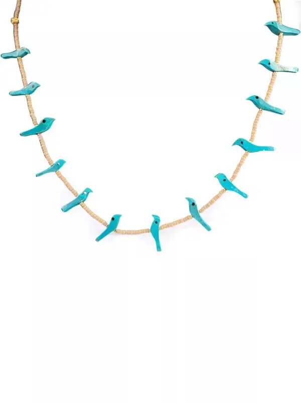 MADISON Fetish Birds Beaded Necklace - Silver