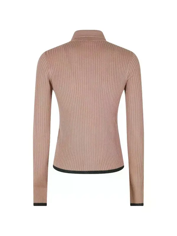 ROBERTO COLLINA Ribbed-knit Polo Cardigan - Pink