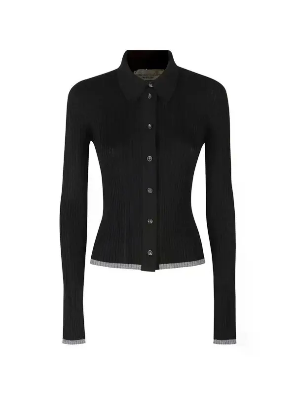 ROBERTO COLLINA Ribbed-knit Button-up Cardigan - Black