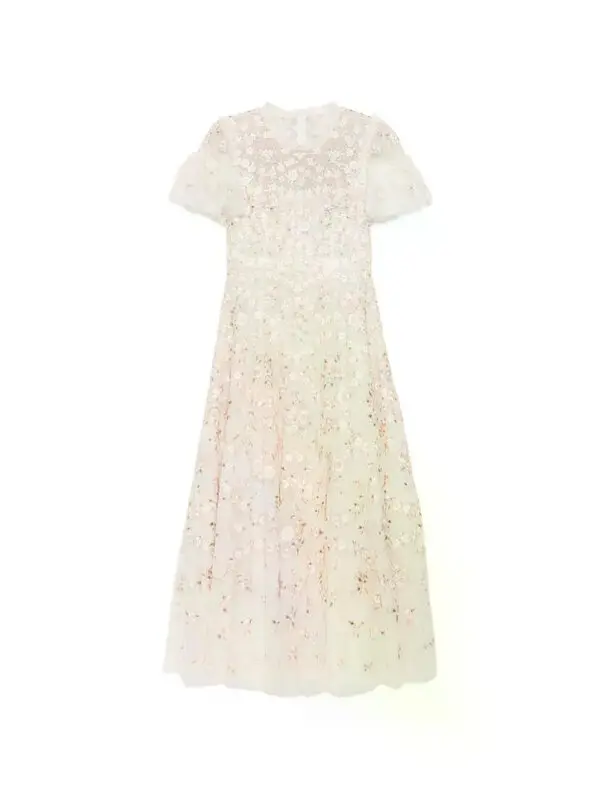 NEEDLE & THREAD Floral Waltz Ankle Gown - Neutrals